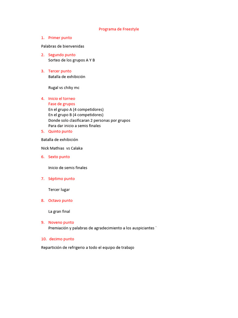 Programa de Freestyle | PDF