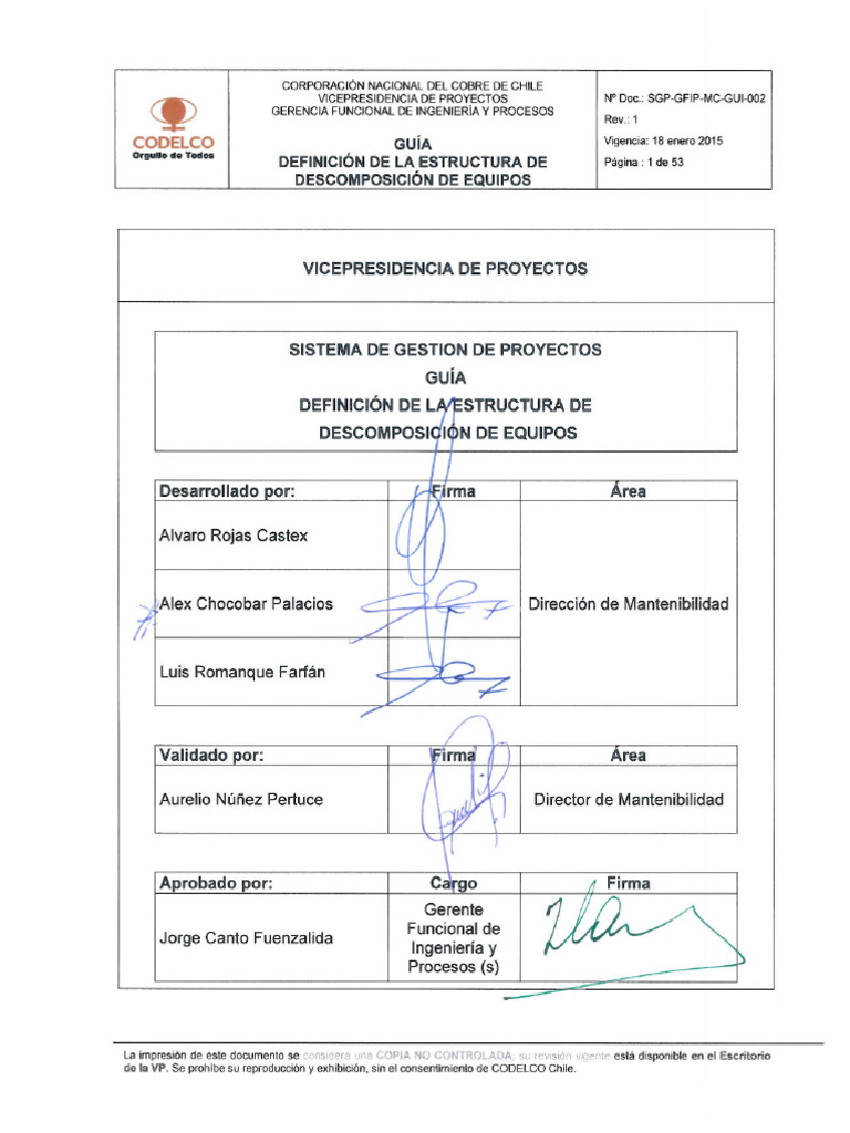 SGP-GFIP-MC-GUI-002 Guia Definicion de La Estructura de Descomposicion de Equipos | PDF