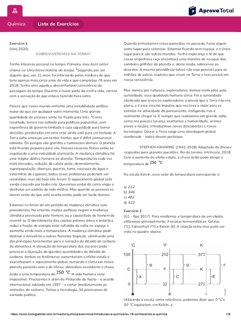 Grandezas Químicas - Exercícios | PDF