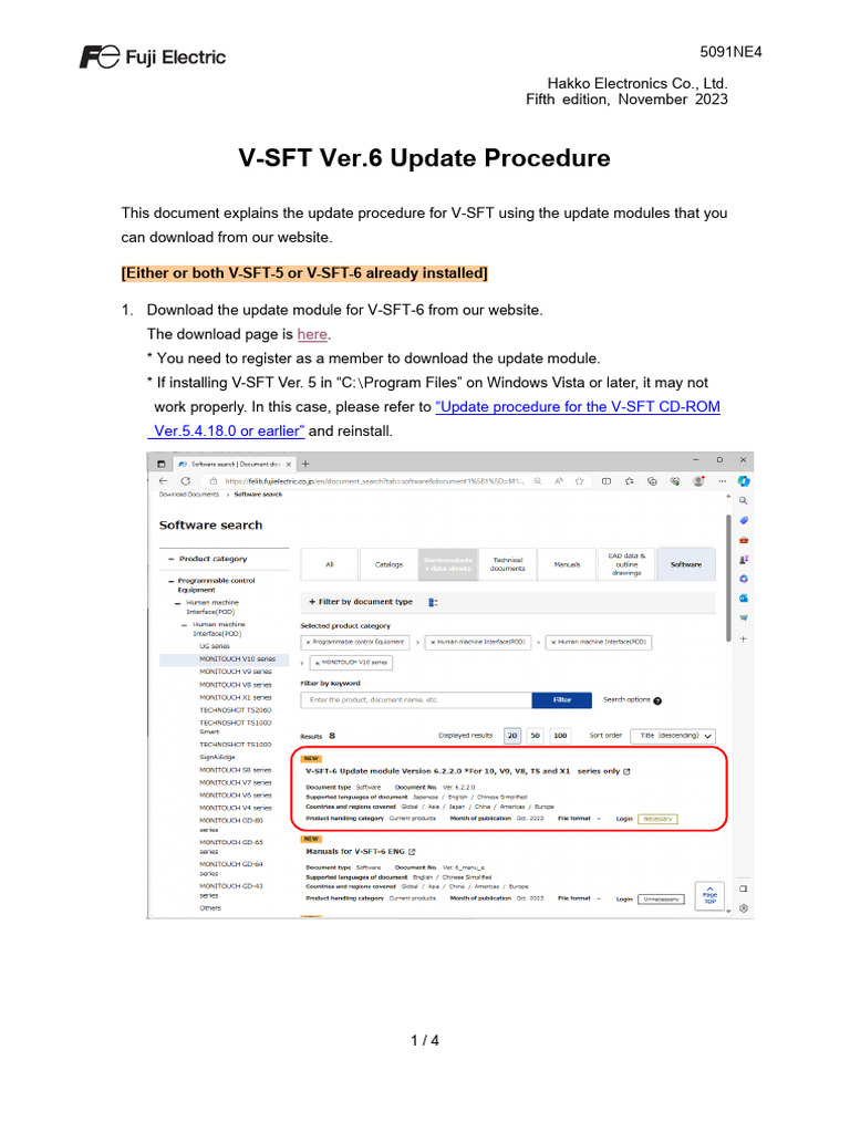 V-SFT-6 Update Procedure | PDF