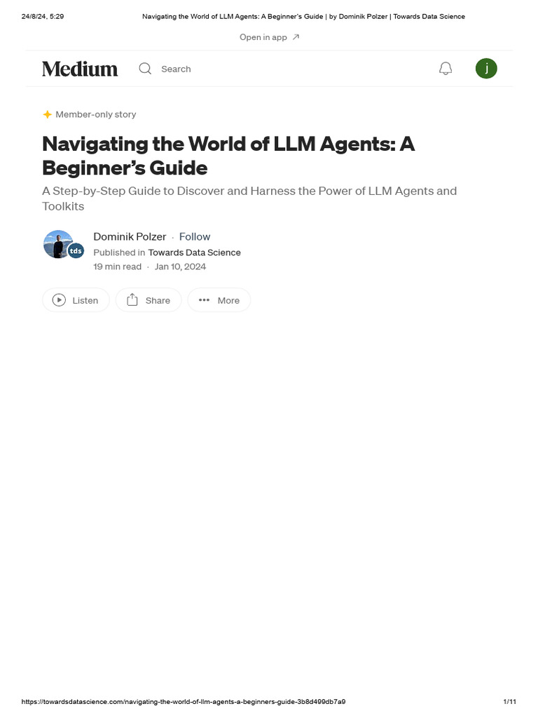 Navigating The World of LLM Agents - A Beginner's Guide - by Dominik Polzer - Towards Data ...