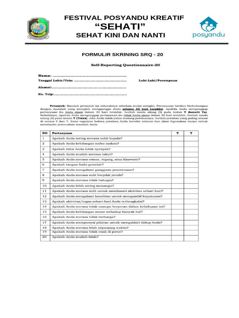 Form Screning SRQ | PDF