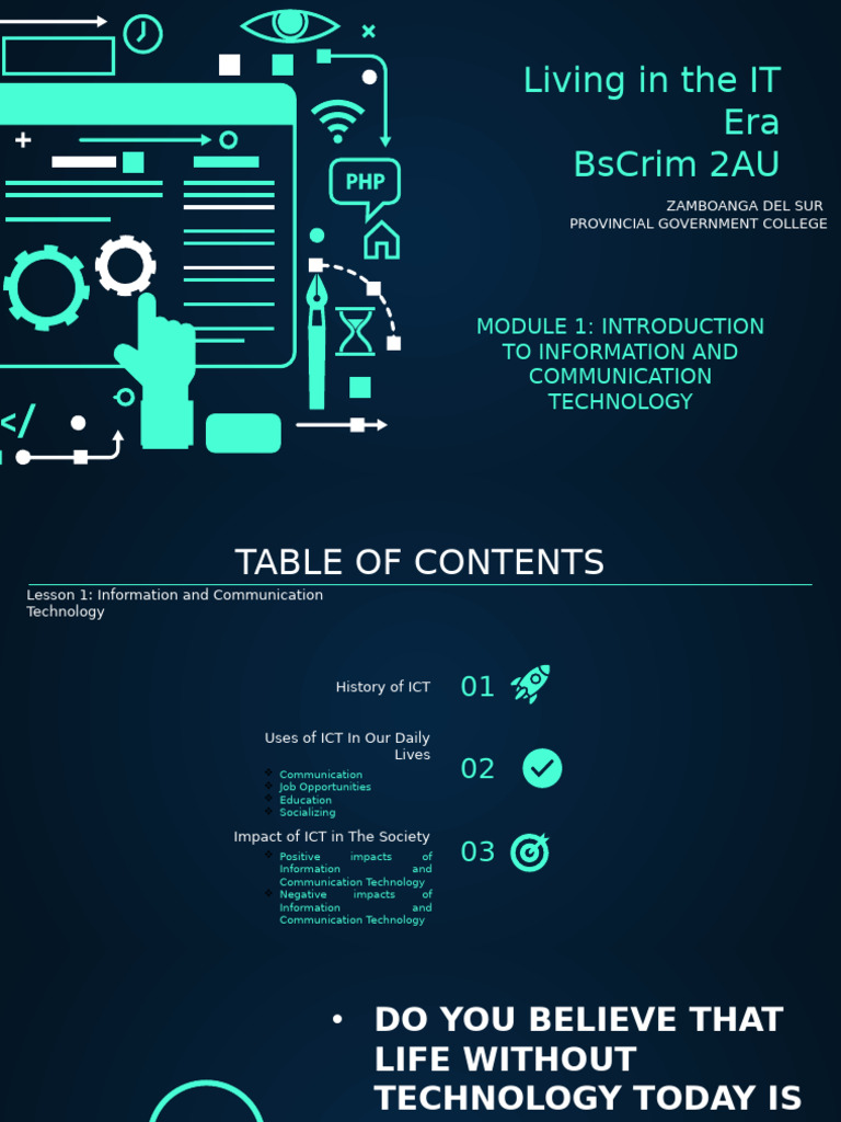 Introduction To Information and Communication Technology | PDF