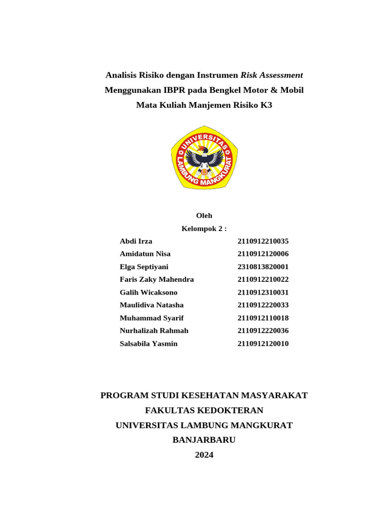 Kelompok 2 - Tugas Risk Assessment IBPR | PDF