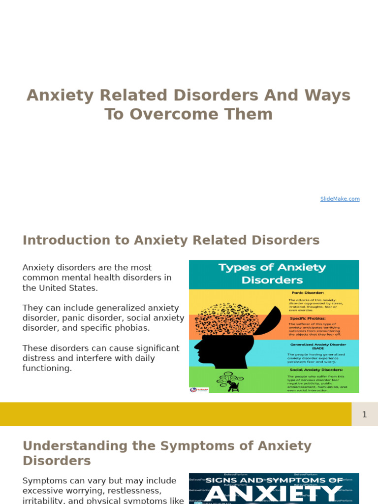 Anxiety Related Disorders and Ways To Overcome Them | PDF