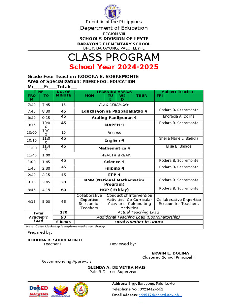 GRADE 4 nEW CLASS PROGRAM FINAL | PDF