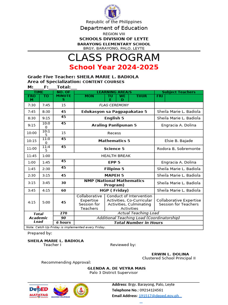 GRADE 5 nEW CLASS PROGRAM FINAL | PDF