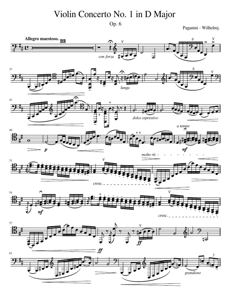 Paganini Violin Concerto No. 1 in D Major Op.6 | PDF