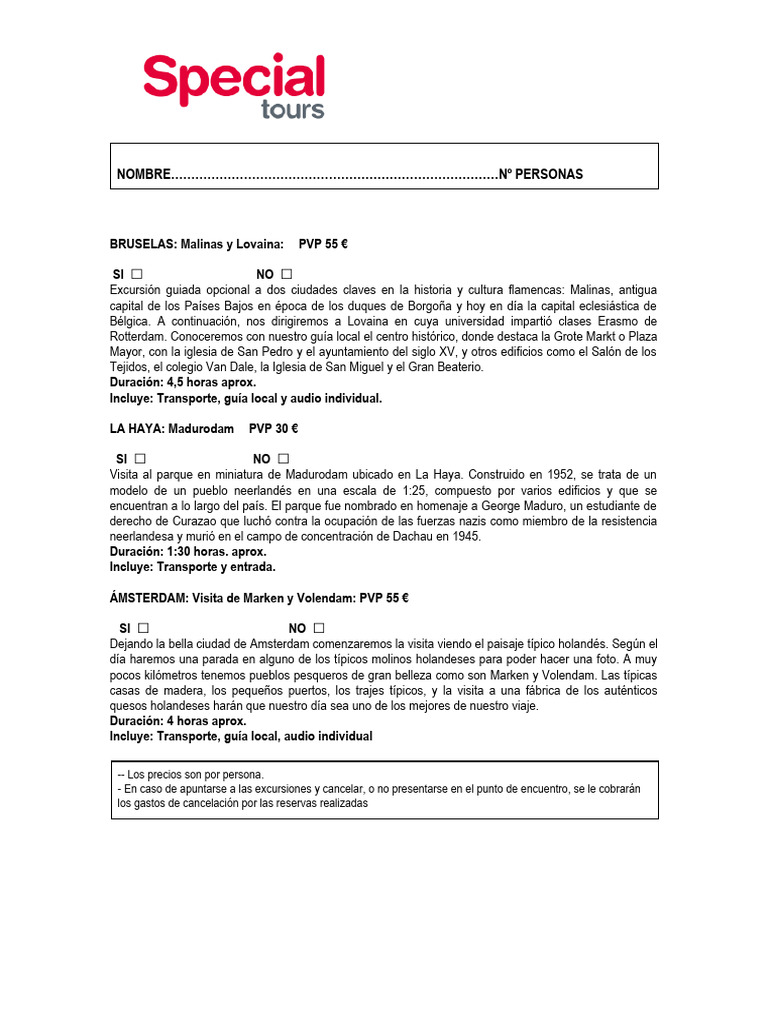 2024-25 4221 Excursiones Opcionales | PDF