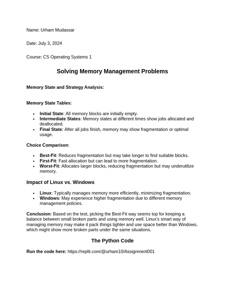 OperatingSystems Assignment1 Studycom | PDF