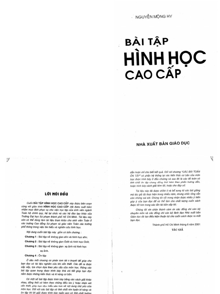 BT - Hinh Hoc Cao Cap (Ngang) | PDF