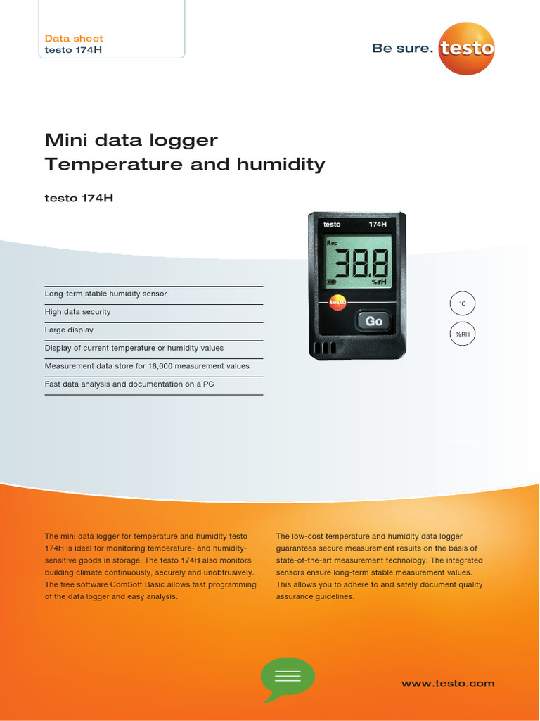 Testo 174H Data Sheet | PDF