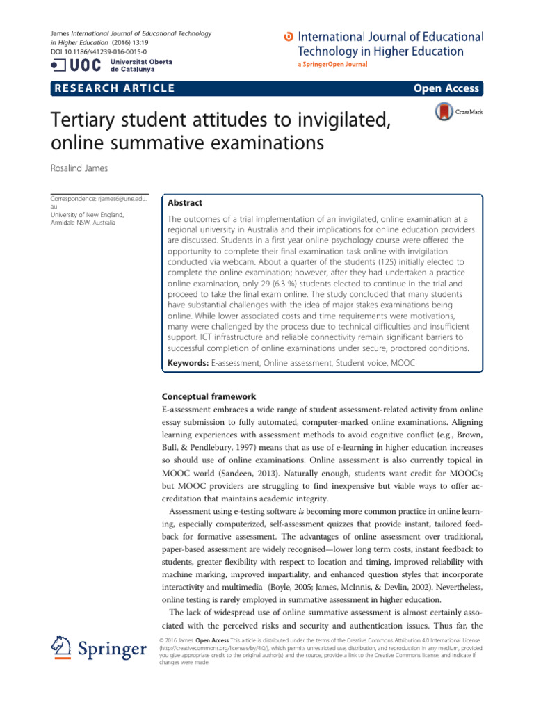 Tertiary Student Attitudes To Invigilated, Online Summative ...