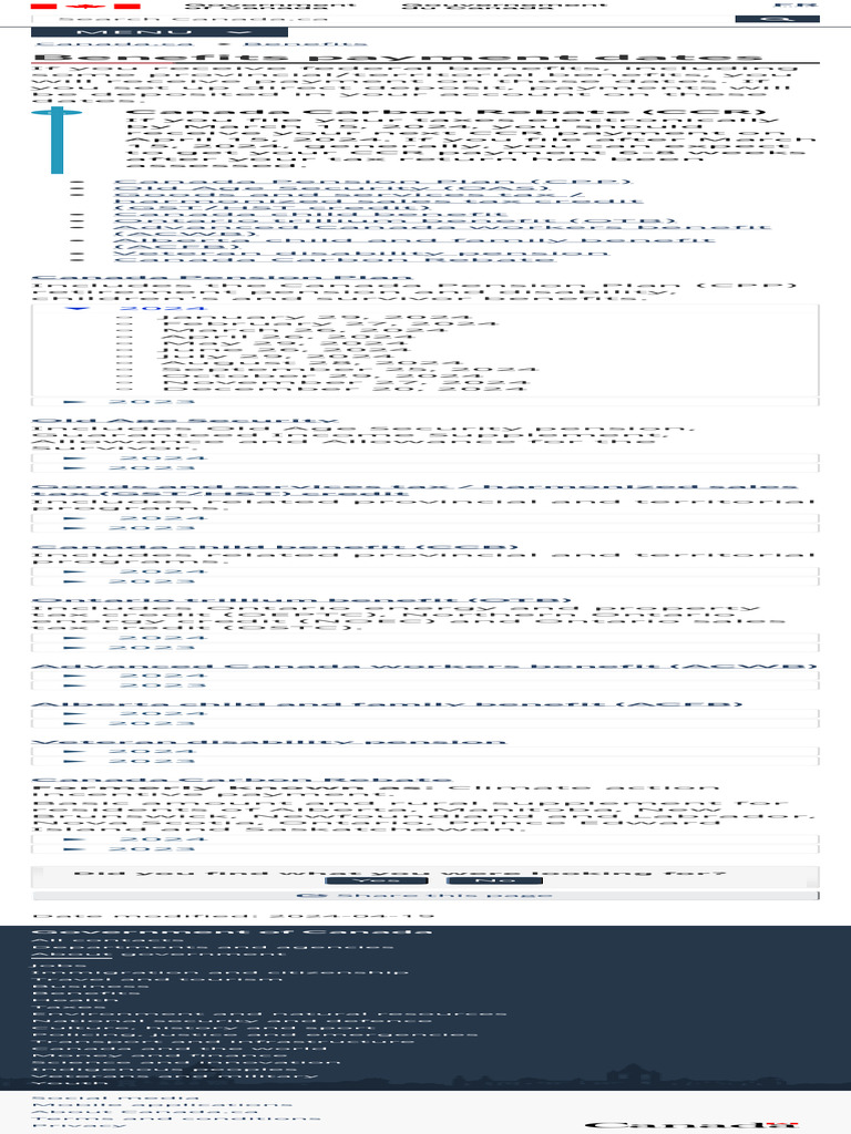 Benefits Payment Dates - Canada - Ca | PDF