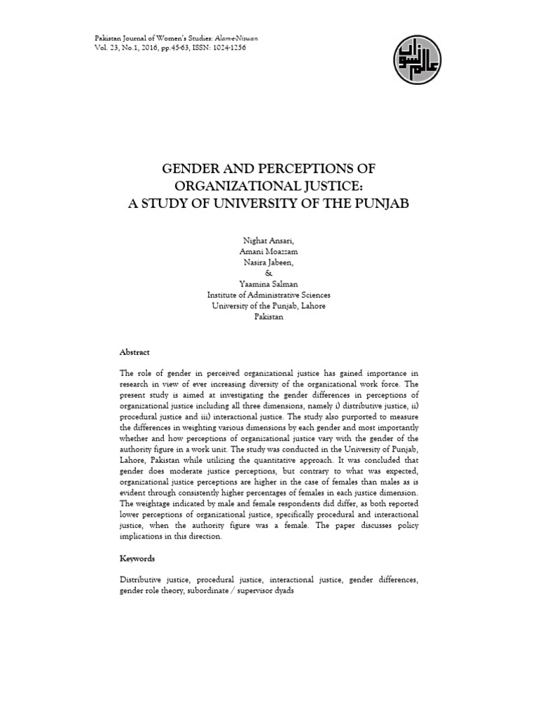 Gender and Perceptions of Orga | PDF