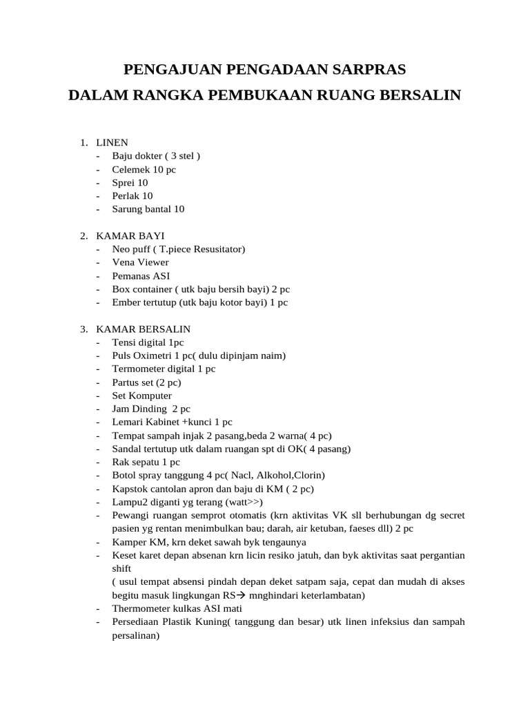 Pengajuan Pengadaan Sarpras | PDF
