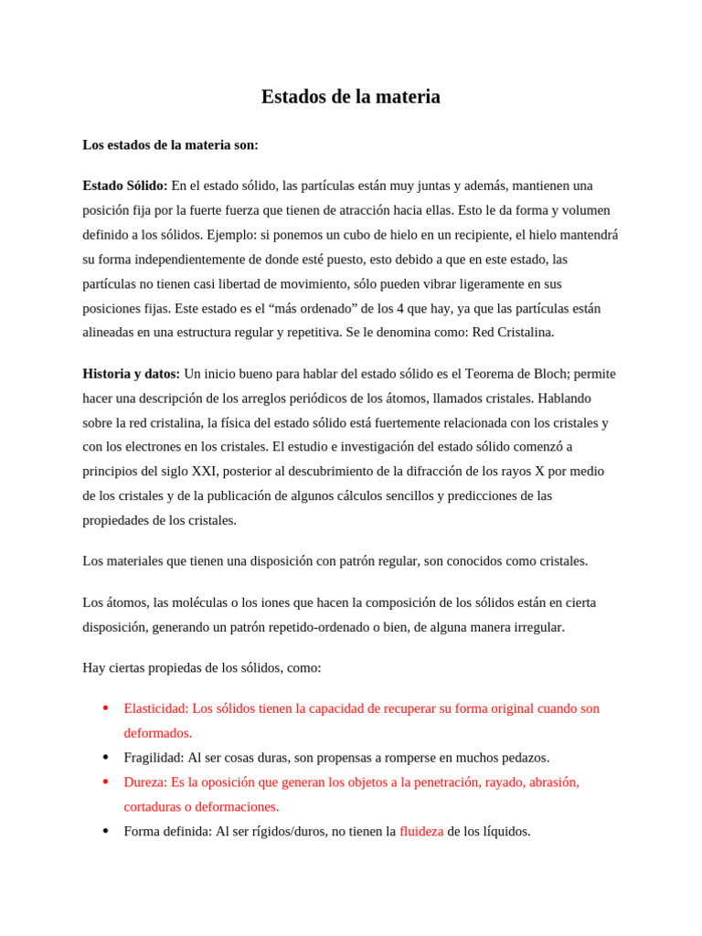 Estados de La Materia | PDF | Líquidos | Gases