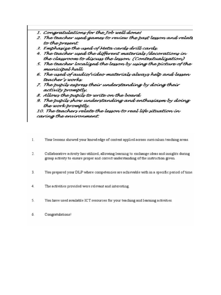 Sample Observation Notes | PDF