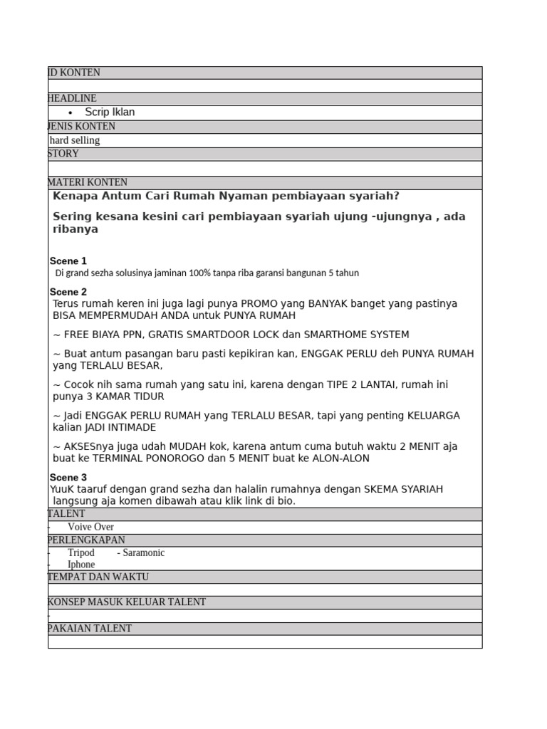 Script Konten Next Iklan | PDF