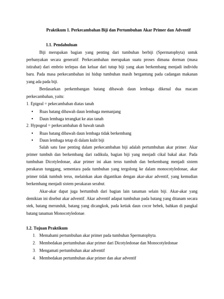 Pertumbuhan Akar Primer Dan Adventif | PDF