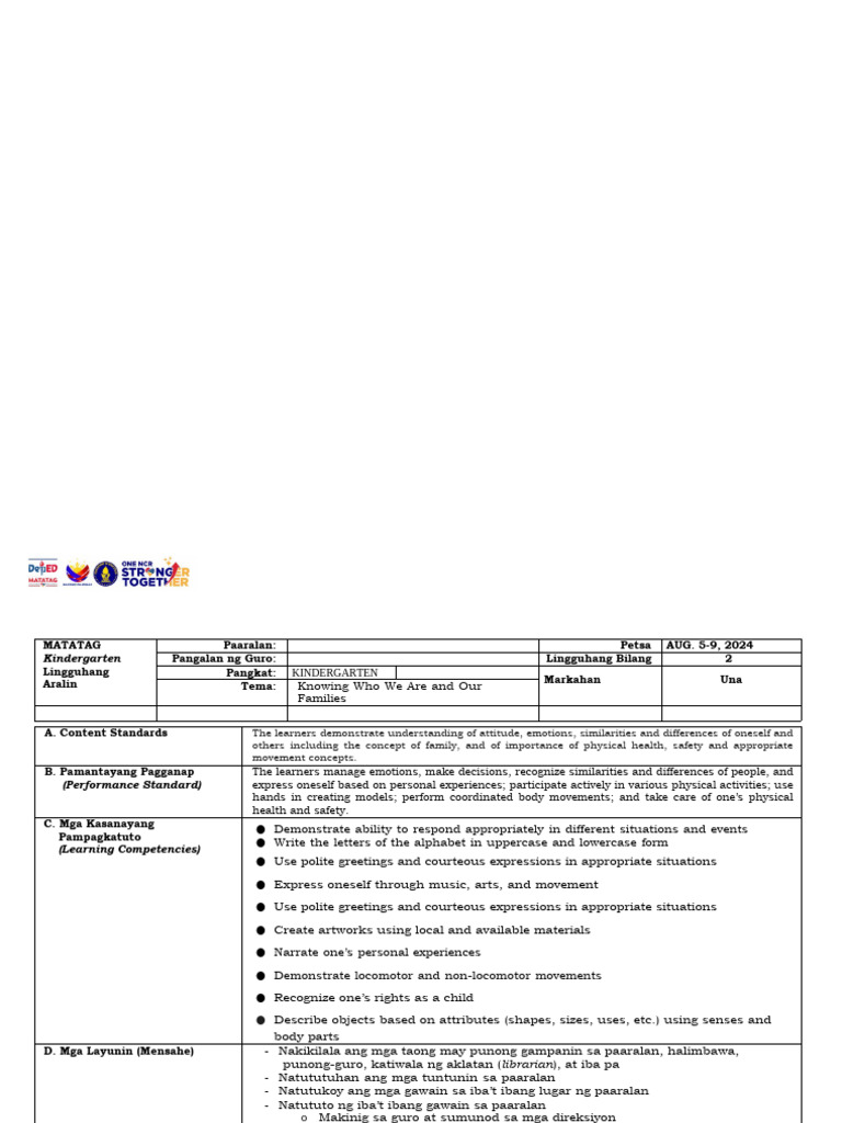 WEEK-2-KINDERGARTEN-LINGGUHANG-ARALIN | PDF