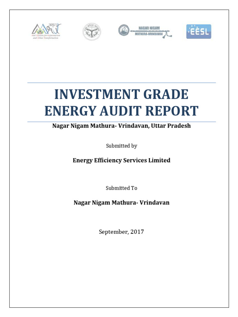Investment Grade Energy Audit Report: Nagar Nigam Mathura-Vrindavan, Uttar Pradesh | PDF
