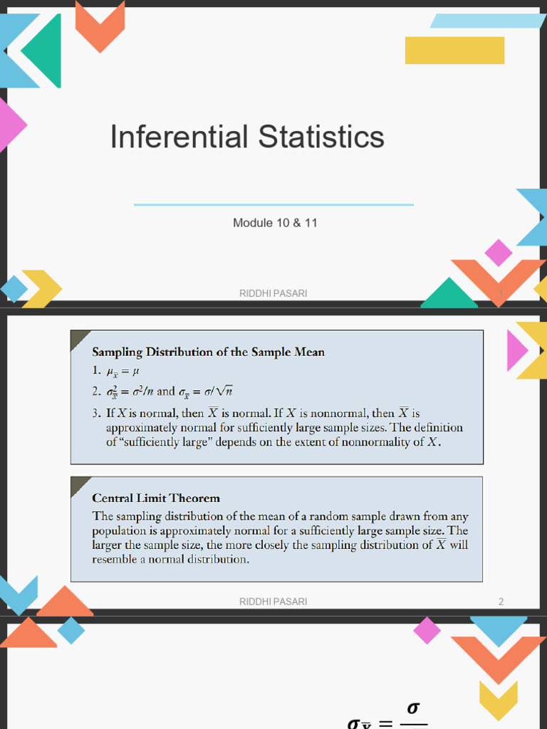 10 & 11 - Inferential Statistics | PDF | Estimator | Self-Improvement