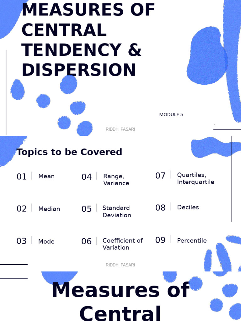 05 - Measures of Central Tendency & Dispersion | PDF