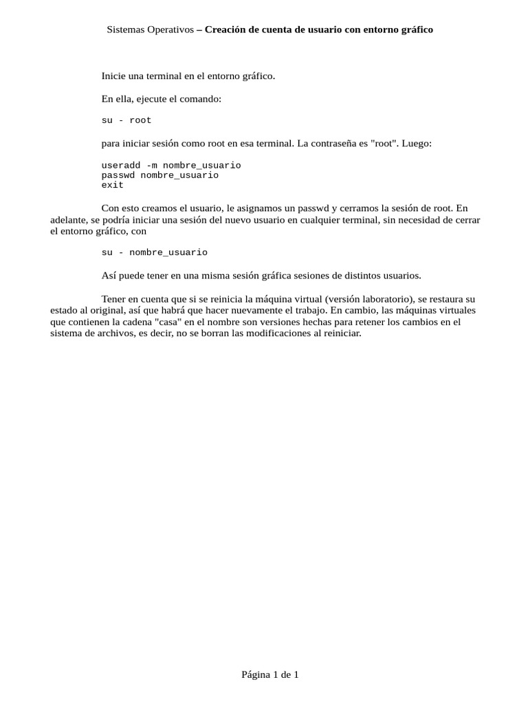 Tutorial Creacion de Usuario Entorno Grafico | PDF Tutorial Creacion de Usuario Entorno Grafico | PDF