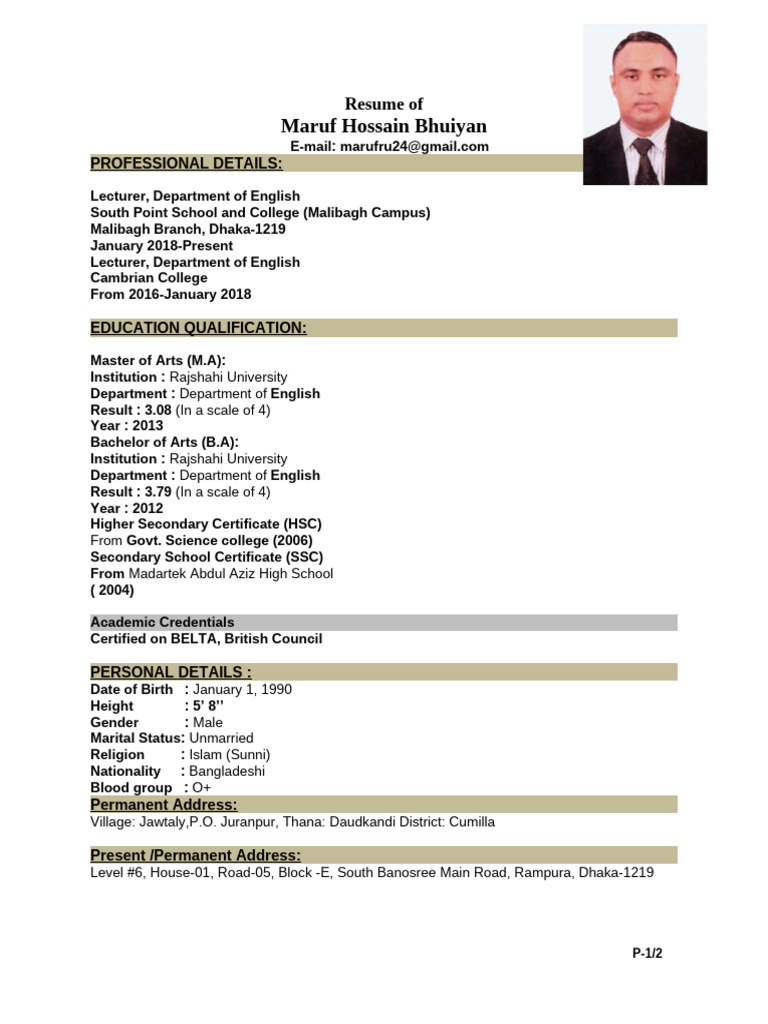 Resume of Maruf | PDF