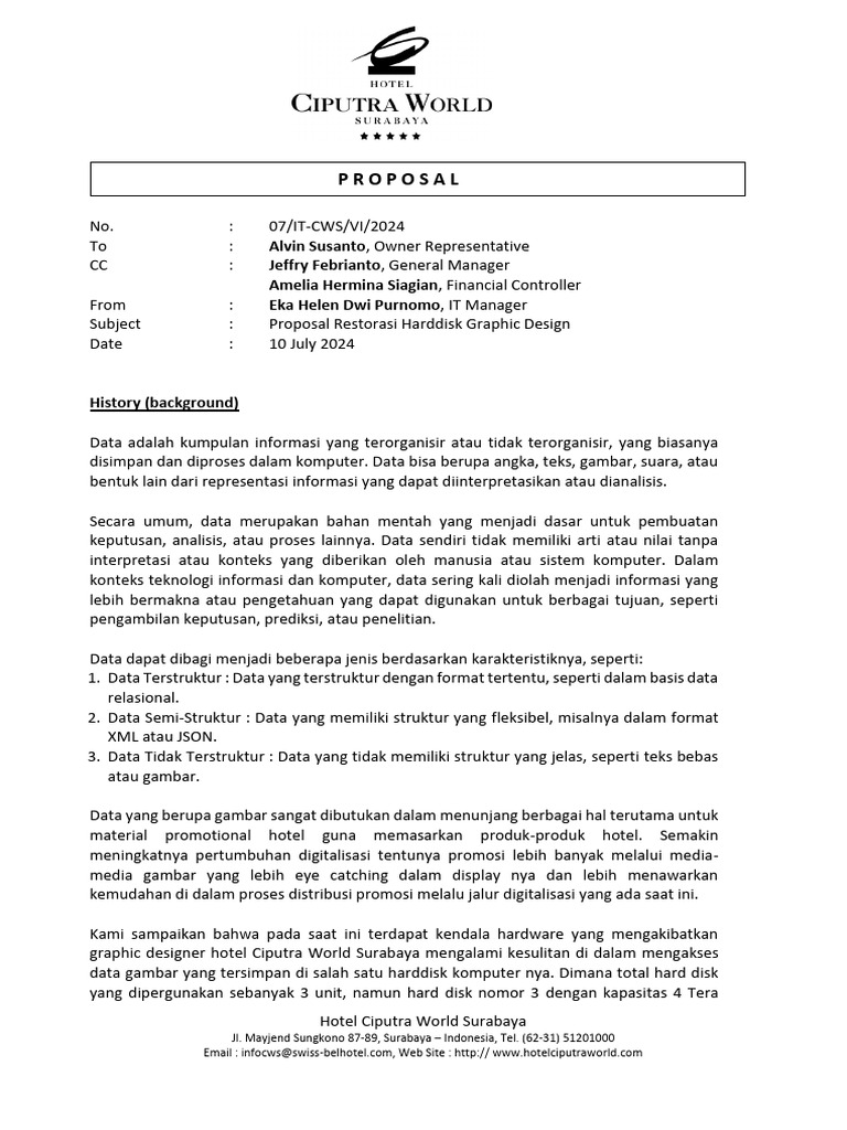 Proposal Restorasi Hard Disk Design | PDF