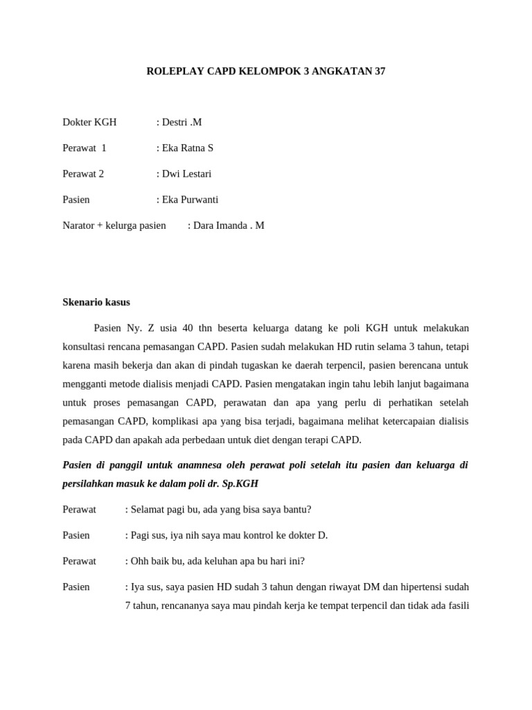 Roleplay Capd Kelompok 3 Angkatan 37 | PDF