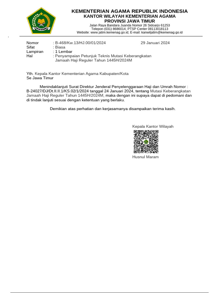 Penyampaian Kepdirjen Tentang Mutasi Tahun 14445 H | PDF
