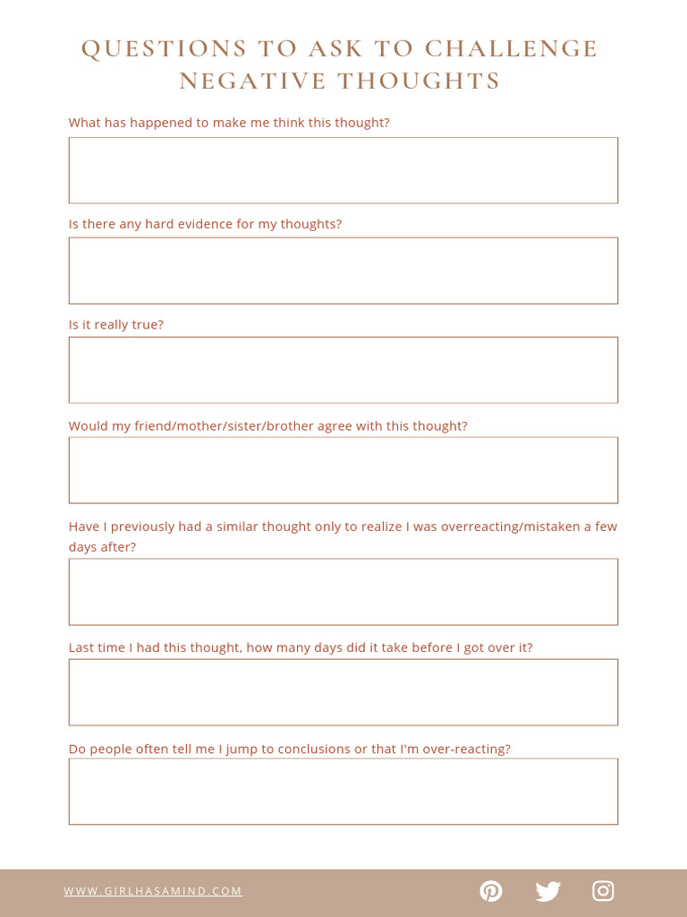 Positive Self-Talk Journaling Worksheet | PDF