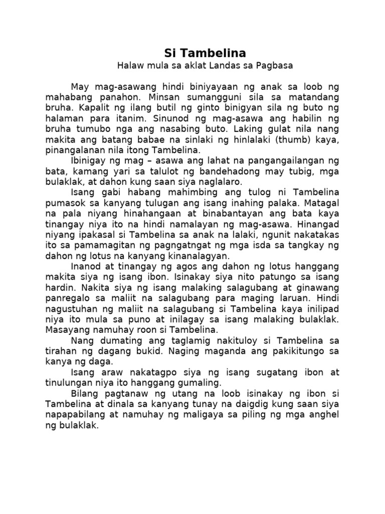 Si Tambelina | PDF