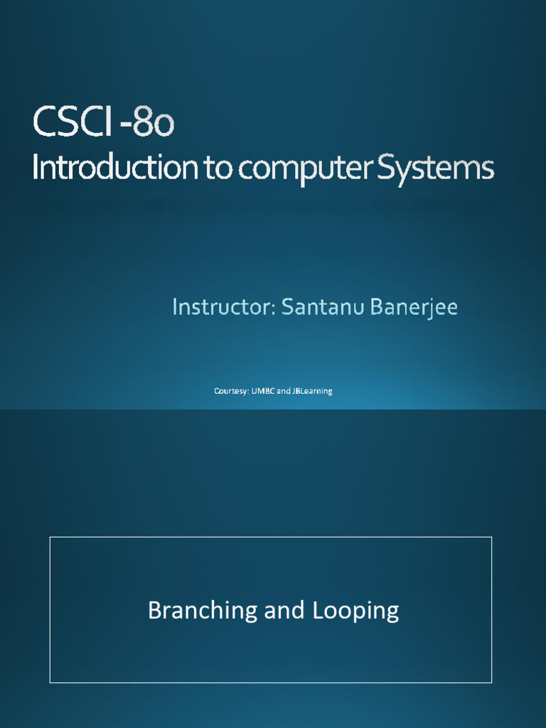 CSCI-112 Lecture 5B - Branching and Looping - Conditional Jump | PDF