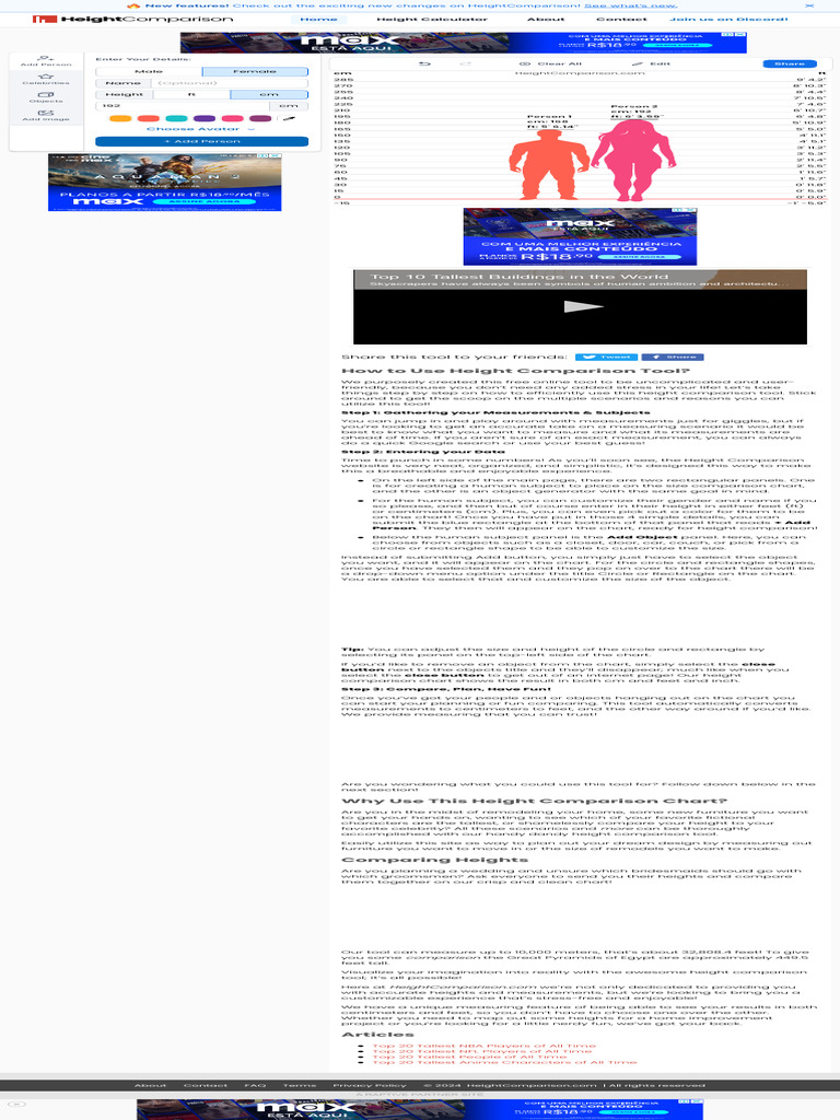 Height Comparison - Comparing Heights Visually With Chart | PDF