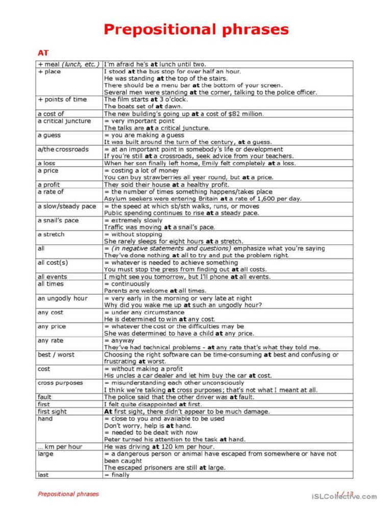 Prepositional Phrases | PDF