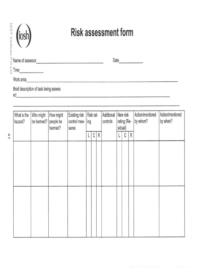 Risk Assessment Form - Ekansh Sharma | PDF Risk Assessment Form - Ekansh Sharma | PDF