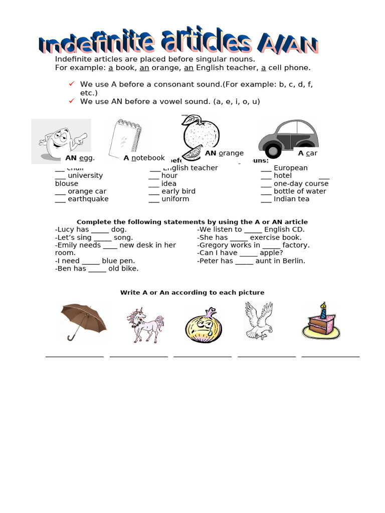 Articles Indefinite A An | PDF