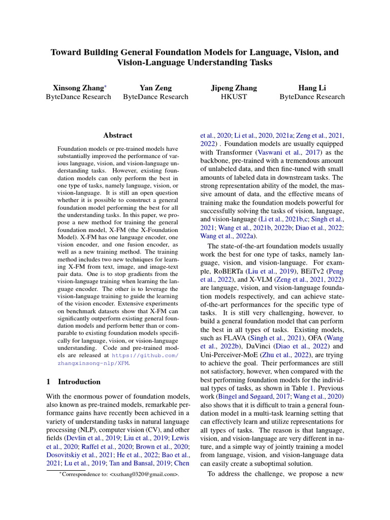 Toward Building General Foundation Models For Language, Vision, and | PDF