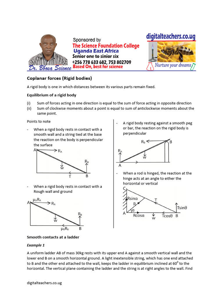A Level Math Paper 2 Coplanar Forces Rigid Bodies | PDF