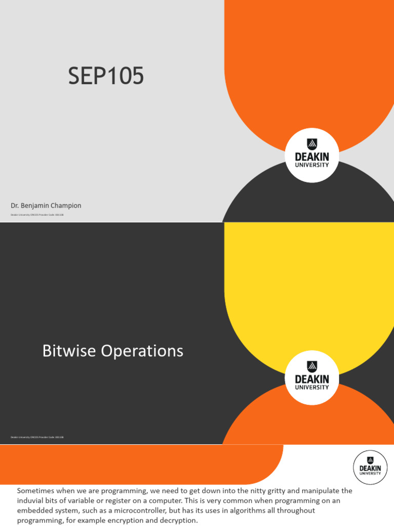 Week 10 - 1 Bitwise Operations | PDF