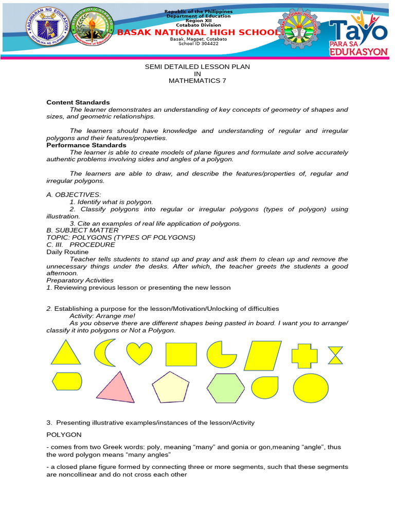 Sample DLP To Be Folloewd | PDF | Shape | Career & Growth
