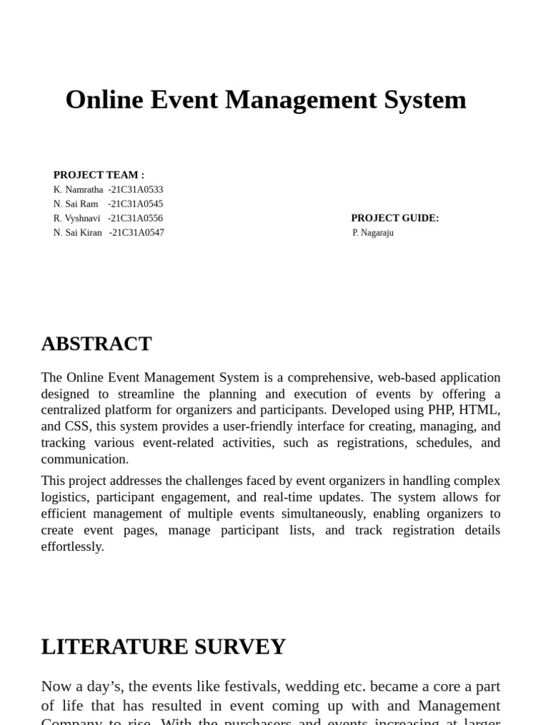 Online Event Management System | PDF