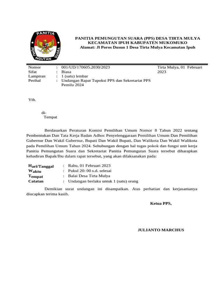 Berita Acara Rapat Pps Final | PDF