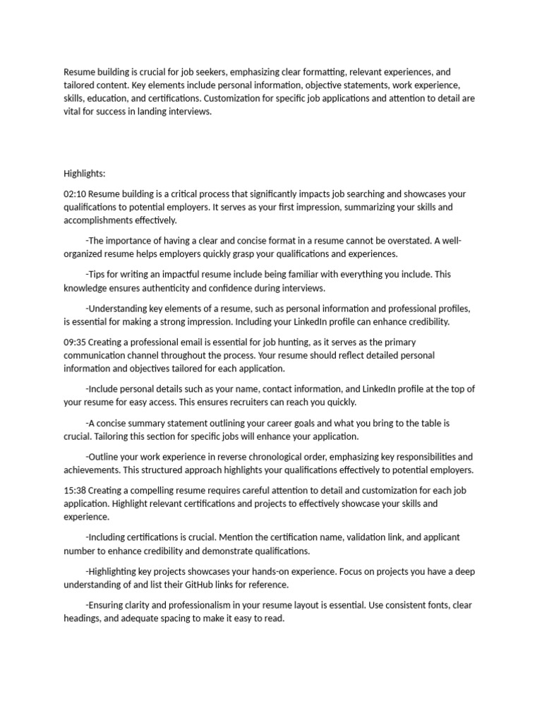 Resume Building Is Crucial For Job Seekers | PDF | Résumé | Career & Growth