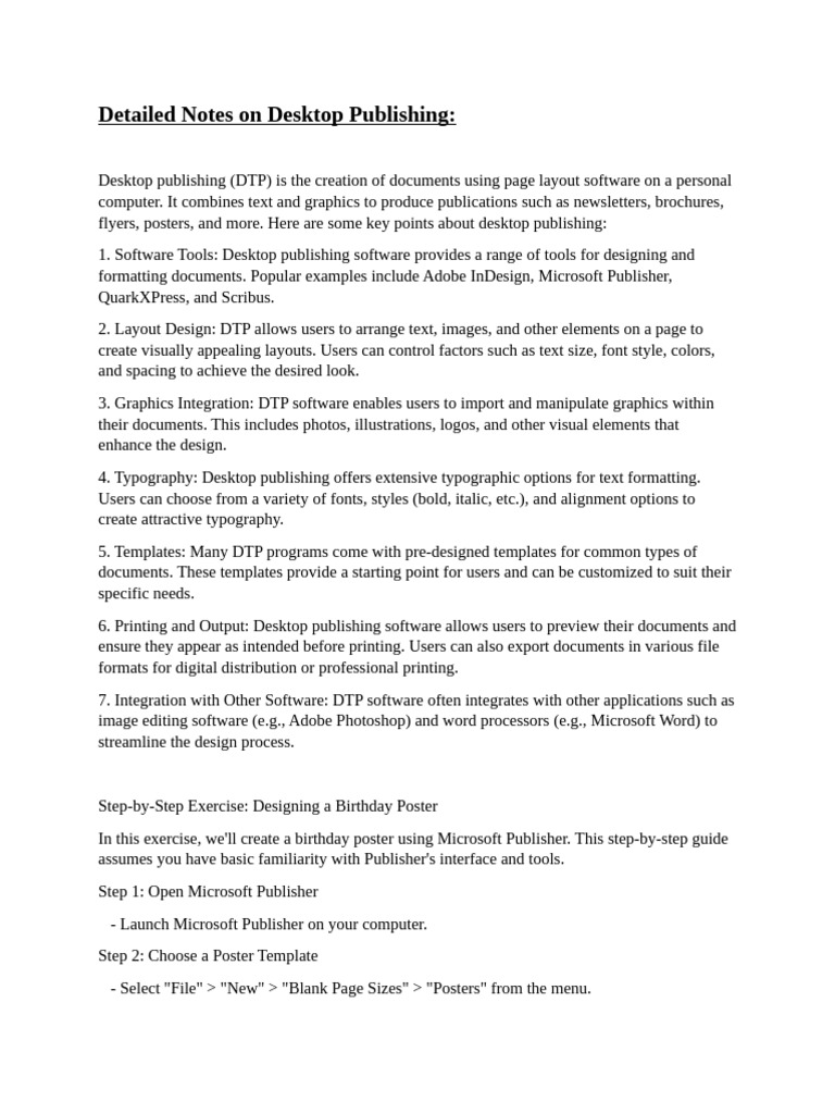 Detailed Notes On Desktop Publishing | PDF | Page Layout | Publishing