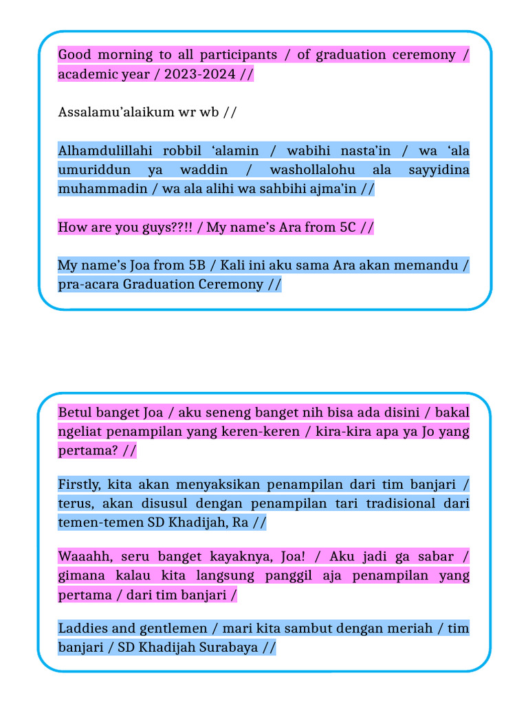 MC Script Pra - Graduation Ceremony | PDF