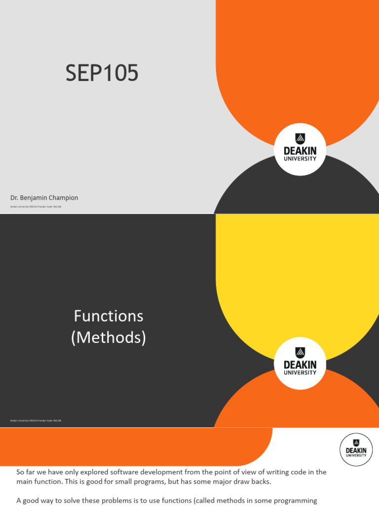 Week 5 - 2 Functions (Methods) | PDF